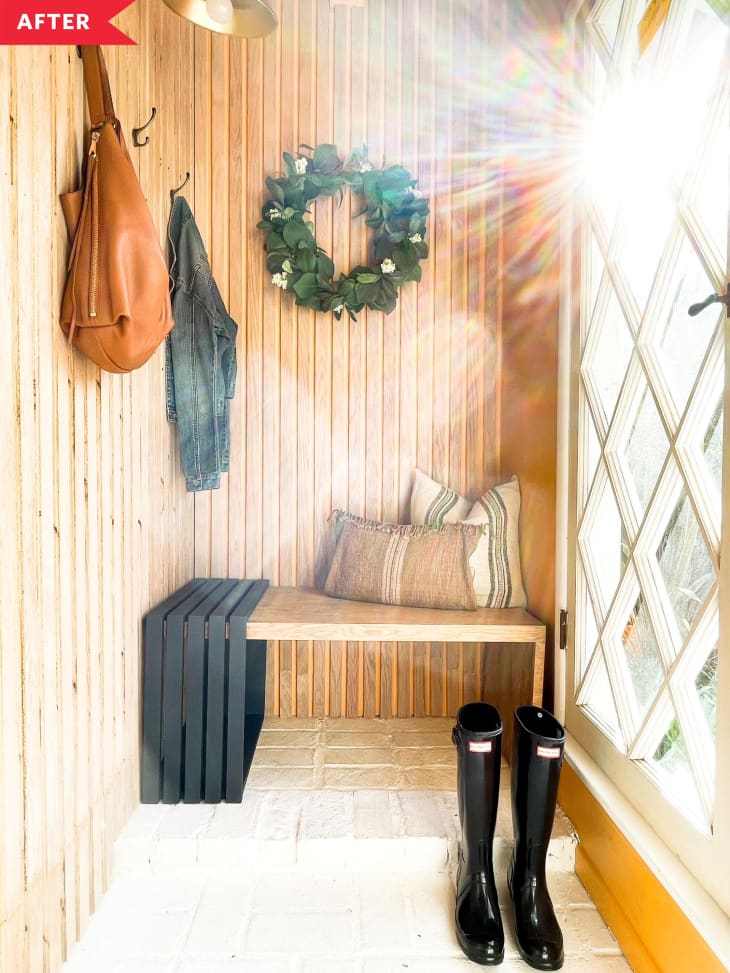 Slatted Wood Entryway Redo - DIY Orange Entry | Apartment Therapy
