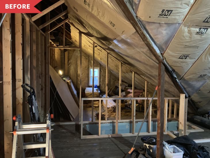 Gray and White Modern Bathroom Redo in Attic Space | Apartment Therapy