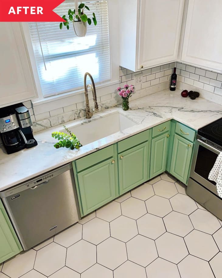 1925 Kitchen Makeover With Tile and Mint Green Cabinets | The Kitchn