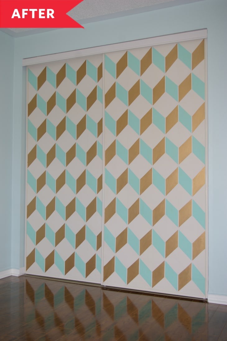 Closet Doors Painted Pattern Redo - Before and After Photos | Apartment ...