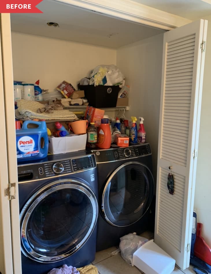 Laundry Room Redo - Cluttered Laundry Room Before and After | Apartment ...