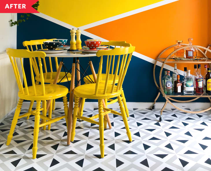 Geometric Floor Stencil inspiration - Before and After | The Kitchn