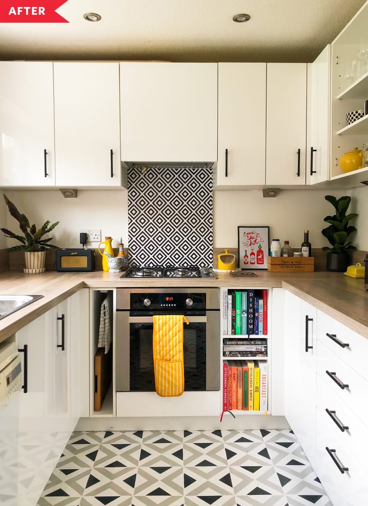 Geometric Floor Stencil inspiration - Before and After | The Kitchn