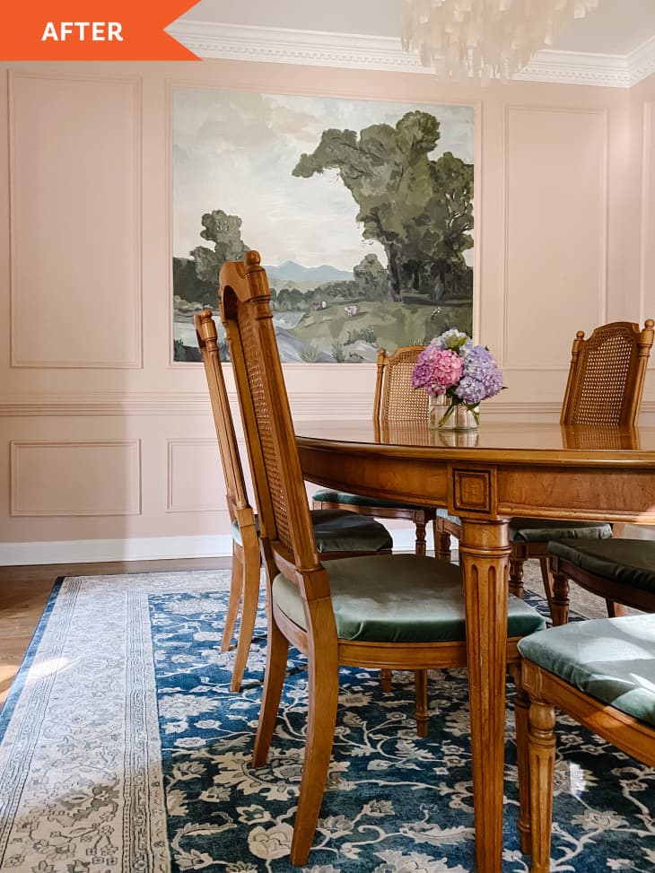 Pink Dining Room Redo with Hand-Painted Mural - Before and After Photos ...