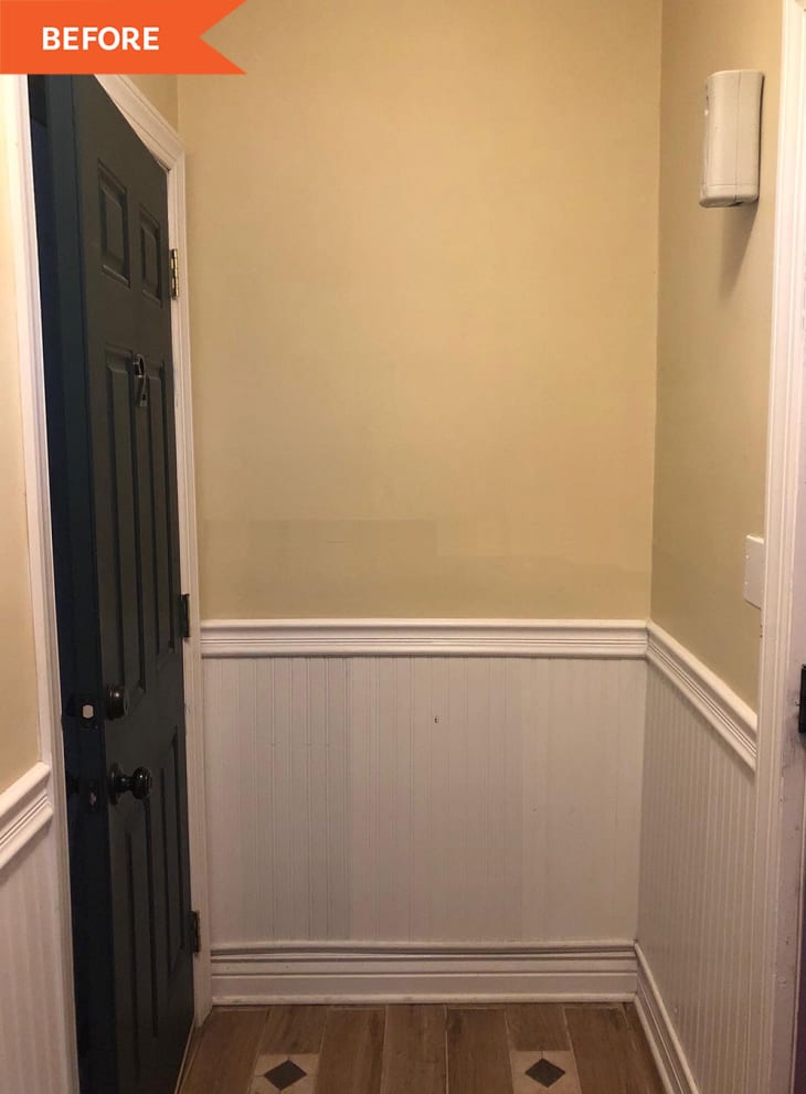 Hallway Redo with Colorful Wallpaper - Before and After Photos ...