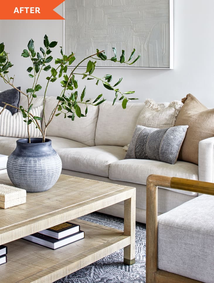 '90s Living Room Redo with Stone Fireplace Feature - Before and After ...