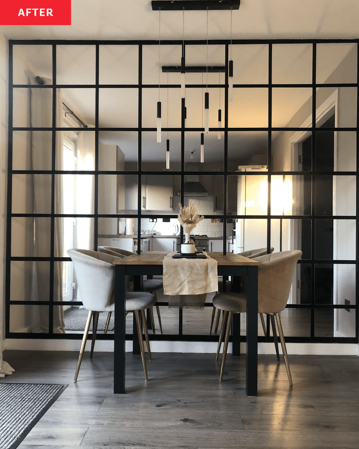IKEA Hack Mirrored Dining Room Wall Before And After Apartment Therapy