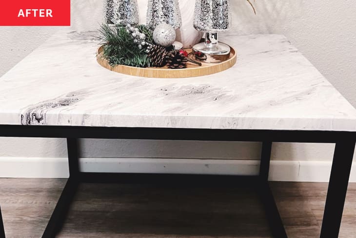$60 Marble Tabletop Paint Hack - Before and After Photos | Apartment ...