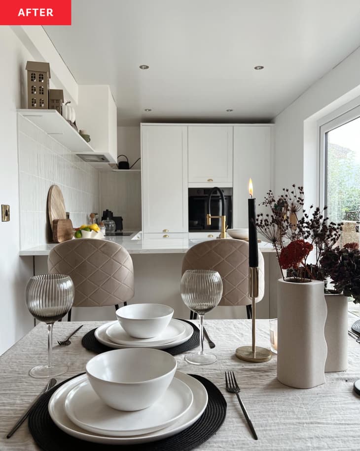 White Minimalistic Kitchen Redo - Before and After Photos | Apartment ...