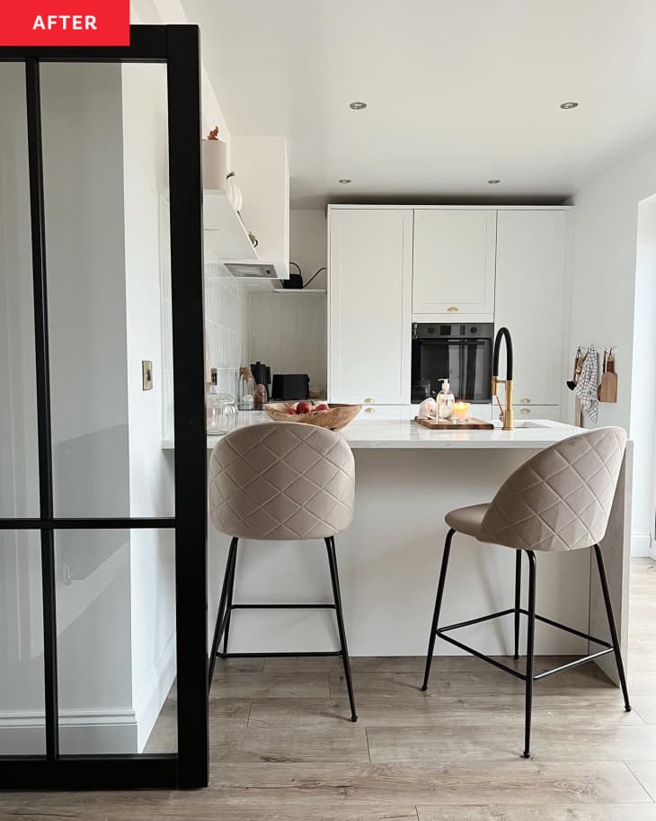 White Minimalistic Kitchen Redo - Before and After Photos | Apartment ...