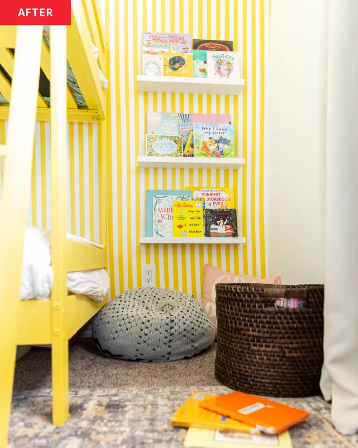Yellow Striped Kid's Room Redo - Before and After Photos | Cubby