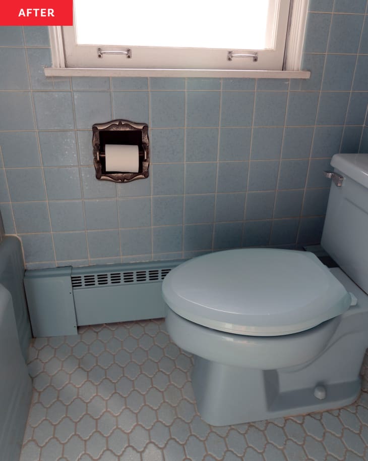 $500 Blue Retro Bathroom Redo - Before and After Photos | Apartment Therapy