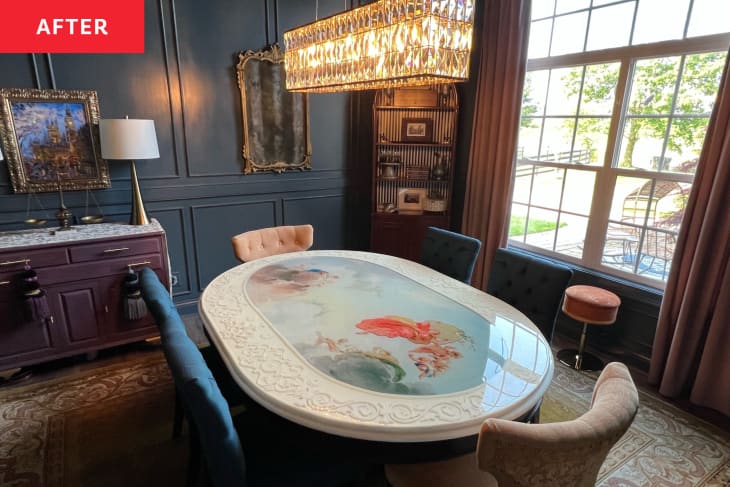 Custom Painted Artwork Dining Table Redo - Before and After Photos ...