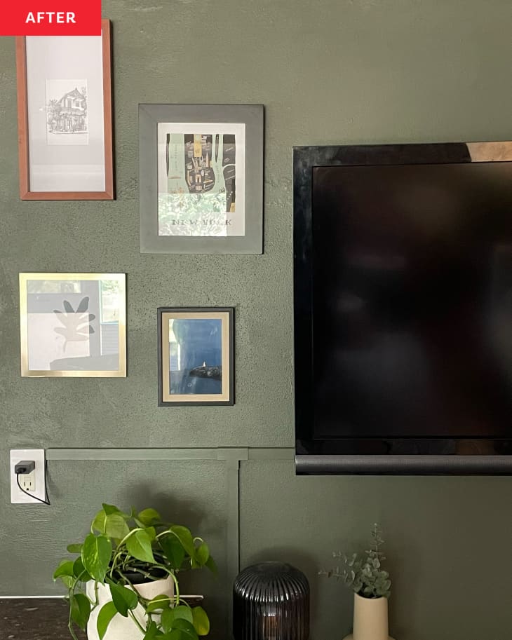 Green Living Room TV Wall Redo - Before and After Photos | Apartment ...