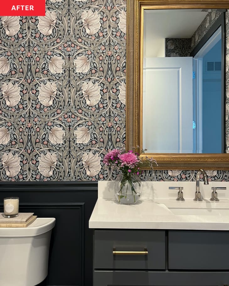 Powder Room Redo with Floral Wallpaper - Before & After | Apartment Therapy