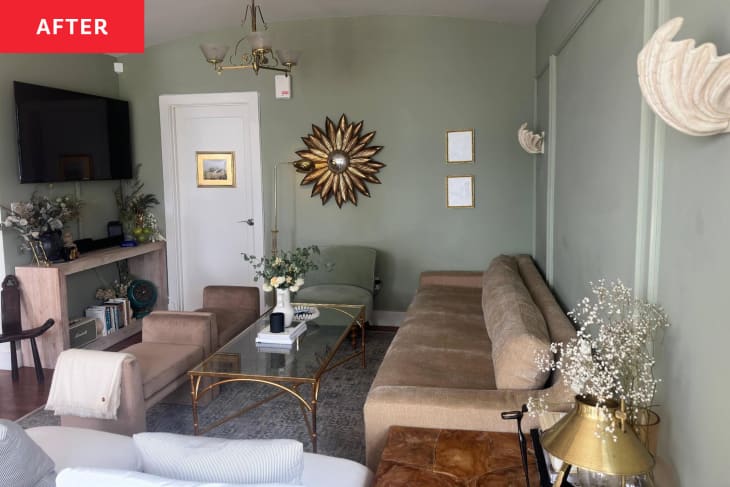 Sage Green Rental Living Room Before & After Photos | Apartment Therapy