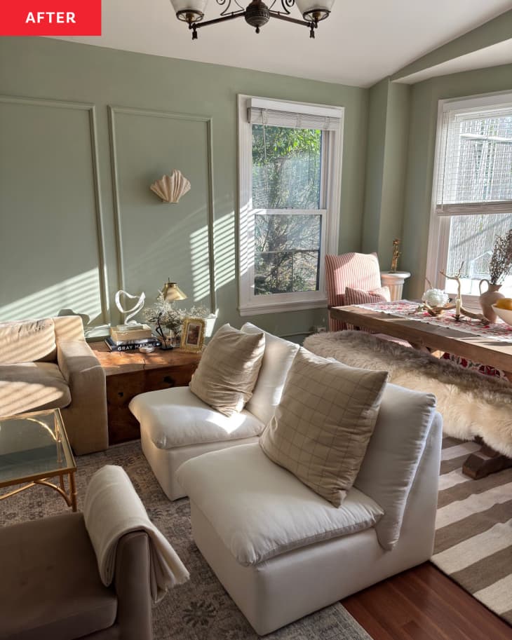Sage Green Rental Living Room Before & After Photos | Apartment Therapy