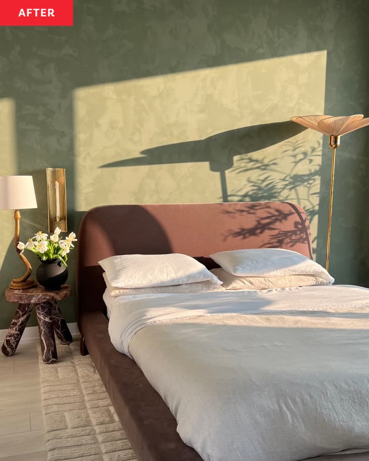 A Green Lime Wash Wall Bedroom Makeover: See The Photos | Apartment Therapy