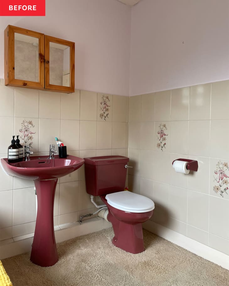 This 1970s Bathroom Redo Features Bold Floor Tile | Apartment Therapy