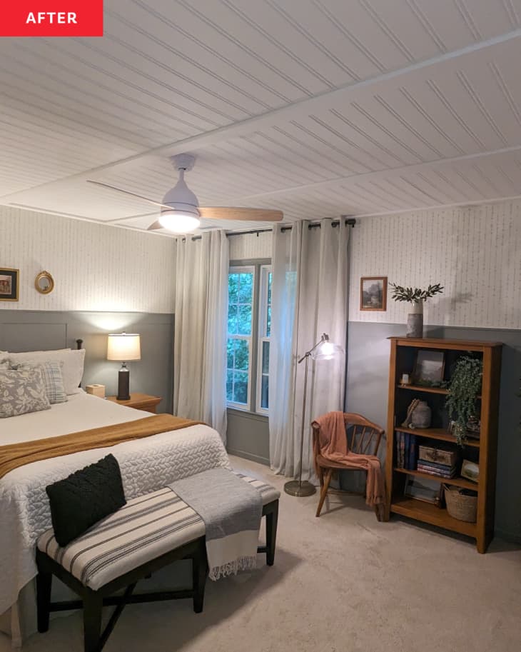 A Budget Bedroom Redo with Molding, Stencils & More - Photos ...