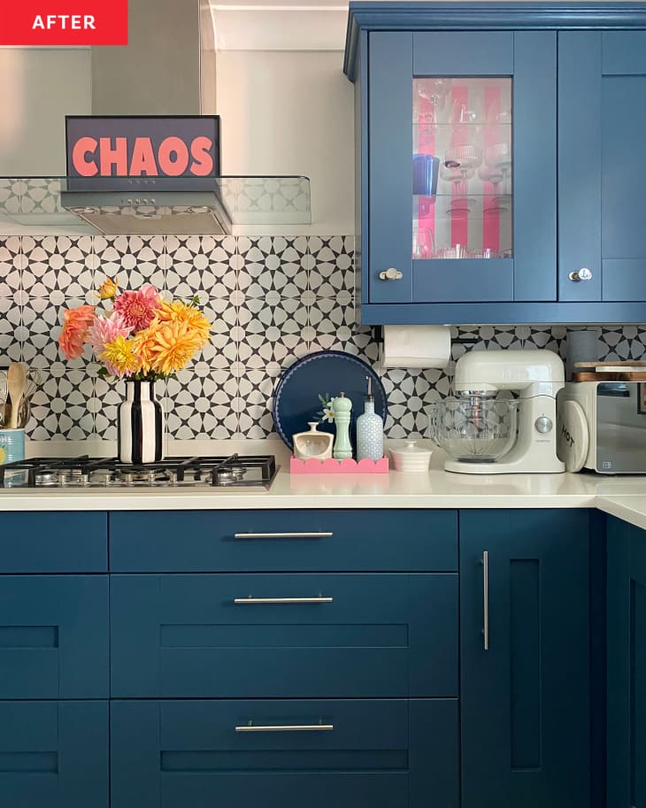 A Maximalist Kitchen Makeover Has a Clever $8 Cabinet Hack | The Kitchn