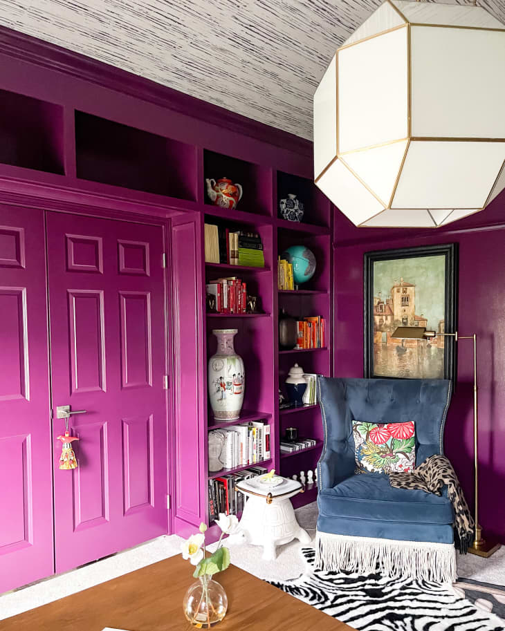 A “Bland, Boring” Room Becomes a Colorful Home Library | Apartment Therapy