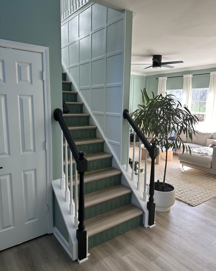 A $600 Staircase Makeover Uses Tile in an Unexpected Spot | Cubby