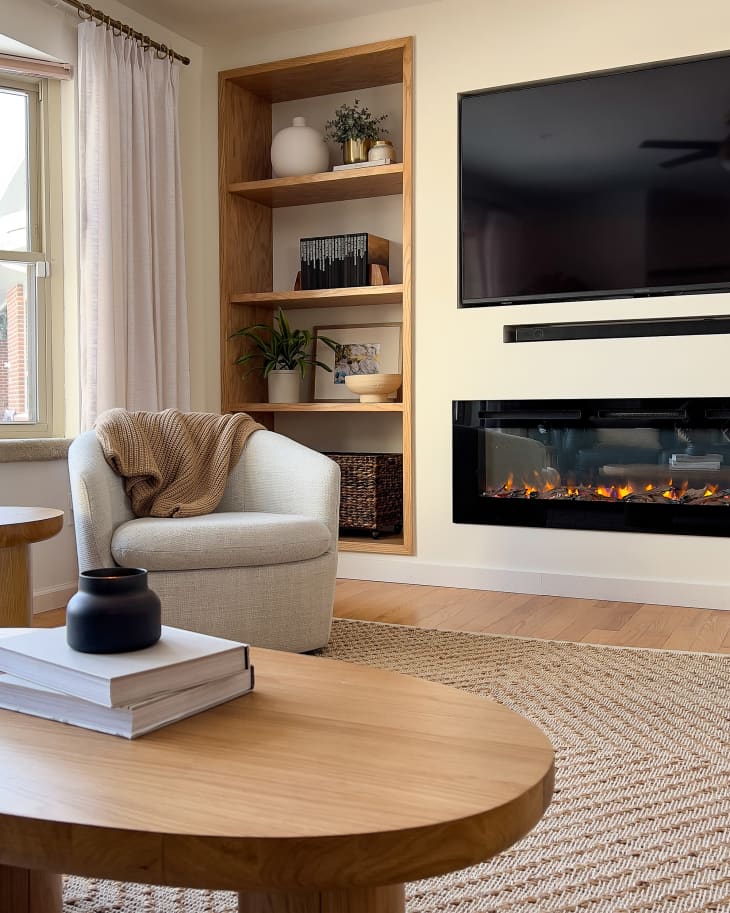 A One-Wall Makeover Cozies Up a Once- “Bare” Living Room | Apartment ...