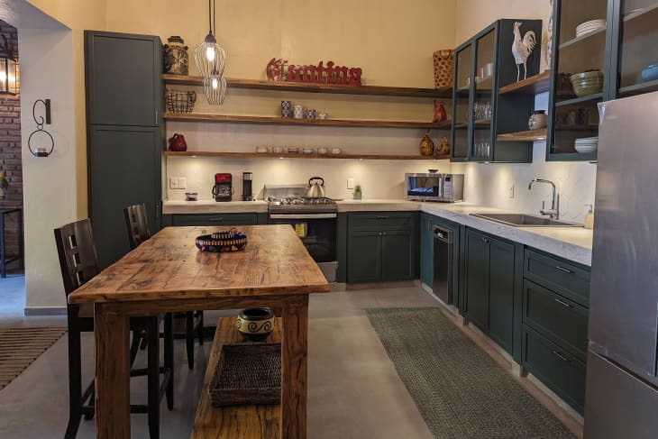 Teal Cabinets Instantly Brighten a “Dark, Dreary” Kitchen | Apartment ...