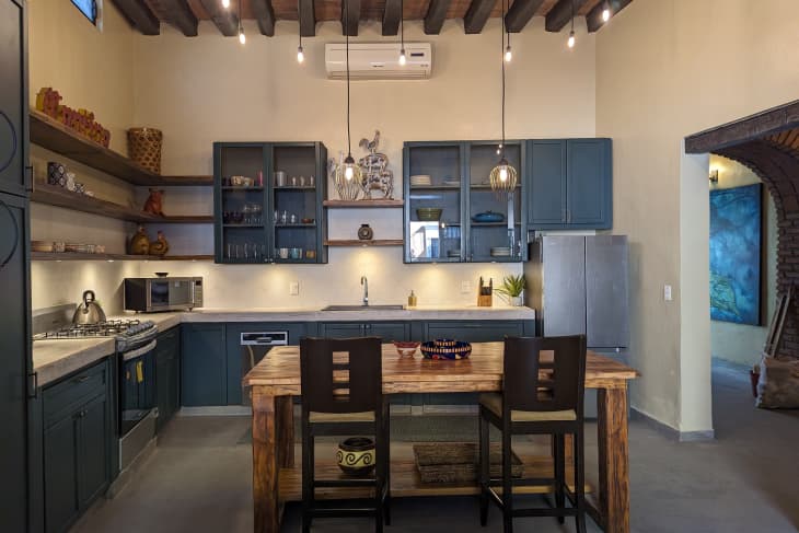 Teal Cabinets Instantly Brighten a “Dark, Dreary” Kitchen | Apartment ...