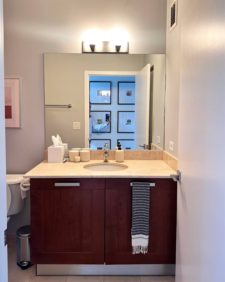 A 2000s Bathroom Is Transformed with a Gorgeous IKEA Hack Vanity ...