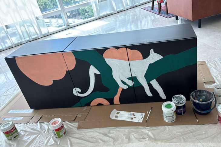 An IKEA BESTA Transforms with a Maximalist Leopard Mural | Apartment ...
