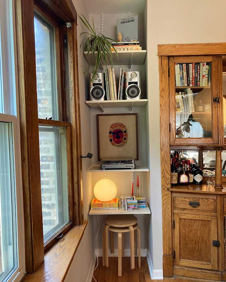 A $100 Track Shelving Makeover Improves This Awkward Alcove | Apartment ...