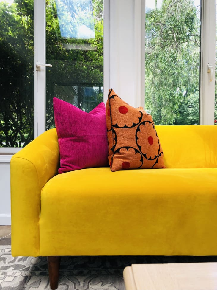 Eclectic Tropical Connecticut Home With Yellow Couches | Apartment Therapy