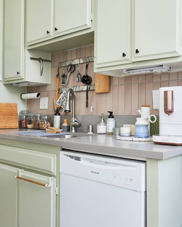 A Sage Green Paint Makeover Brings This Dull Kitchen to Life ...