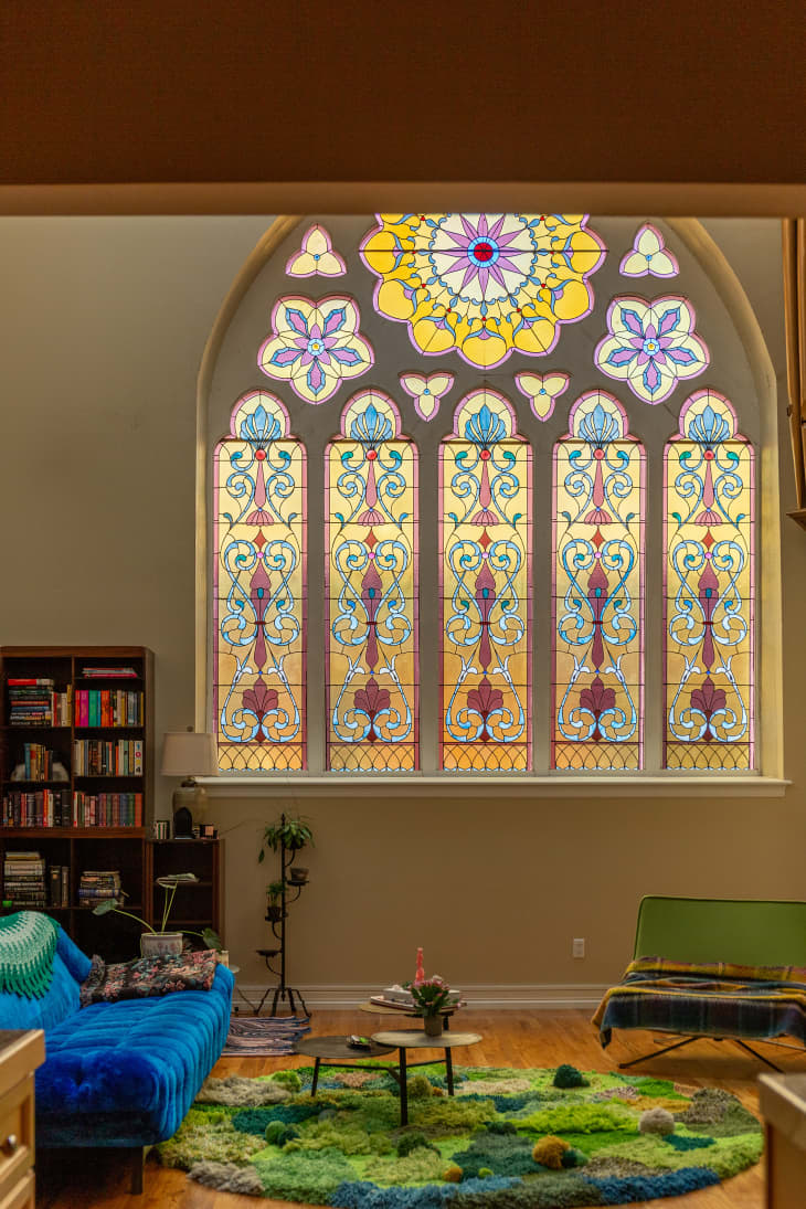 Tour a Unique Apartment Inside a Historic Church with Stunning Stained ...