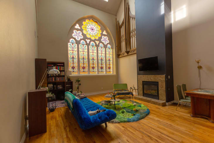 Tour a Unique Apartment Inside a Historic Church with Stunning Stained ...