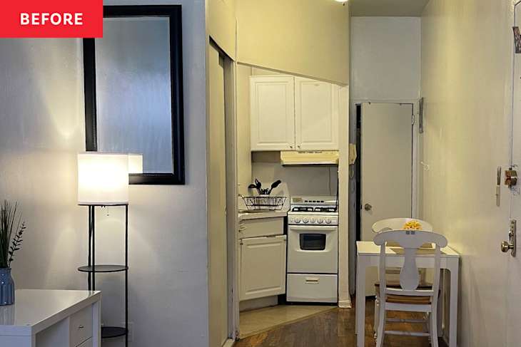 A Teeny Studio Kitchen Gets a Cozy Cafe-Style Makeover | Apartment Therapy