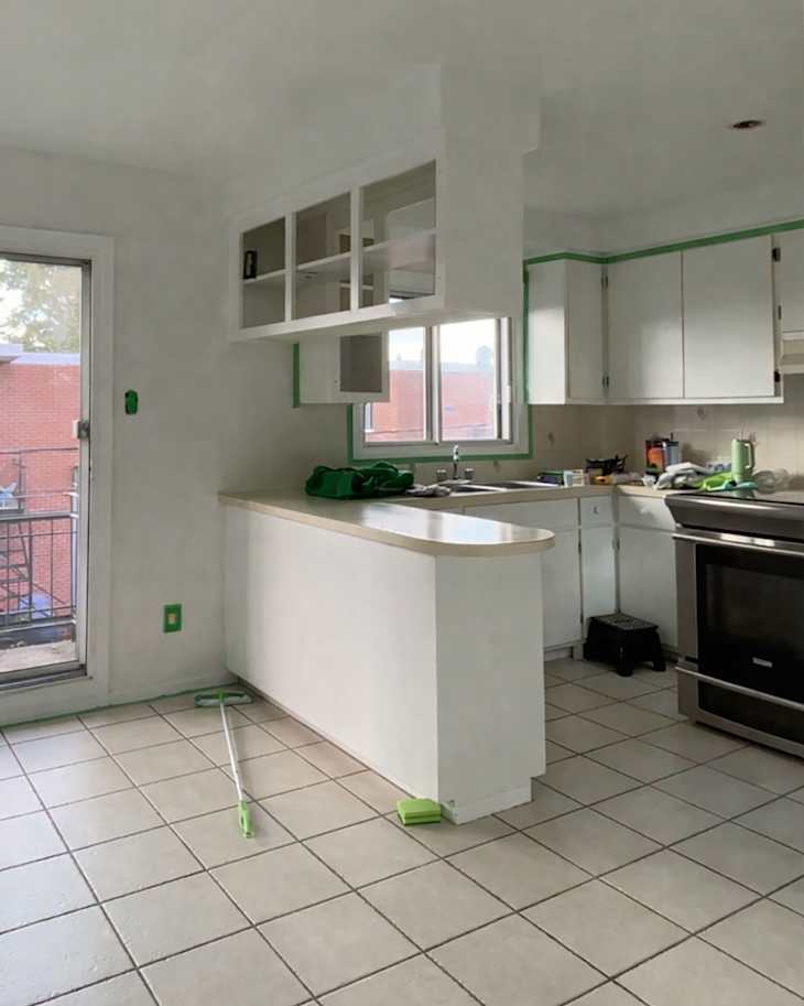 An Early 2000s Kitchen Gets an Earthy Green Facelift | The Kitchn