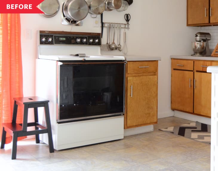 DIY Rental Kitchen Redo - Budget Kitchen Redo Pink Island | Apartment ...