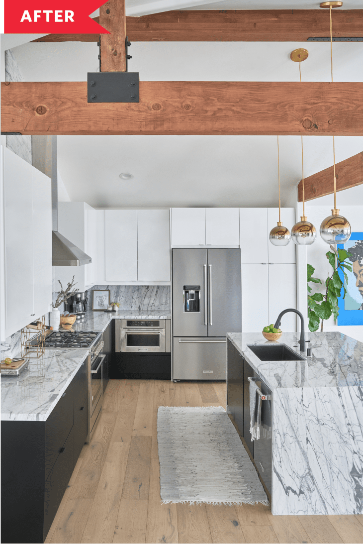 Before & After: This Drab Kitchen Goes Glam with a Marble Makeover | Apartment Therapy