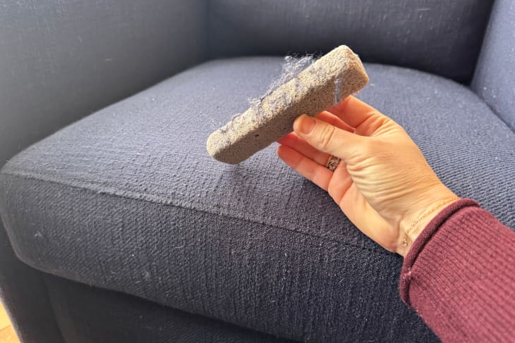 A $2 Pumice Stone Removes Fabric Pilling from Furniture | Apartment Therapy