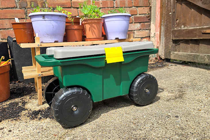 A Cute Rolling Garden Cart with Seat and Storage from Amazon ...