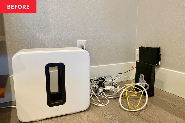 Free and Easy Way to Wrangle Cords in Living Room | Apartment Therapy