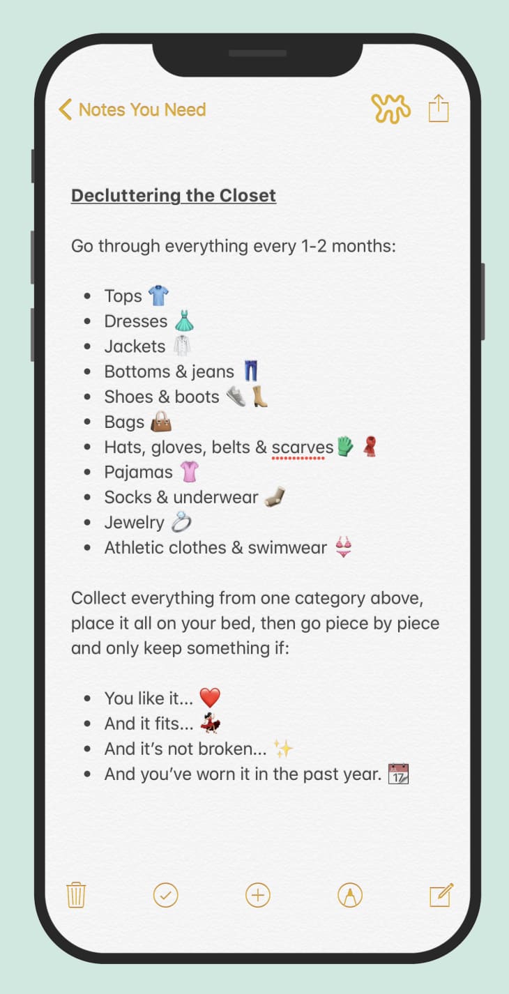 Here's a Closet Decluttering Checklist You Can Copy/Paste to Your Phone ...