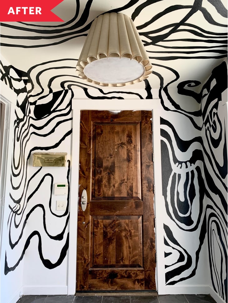 Bold Entryway Makeover with a DIY Painted Mural | Apartment Therapy
