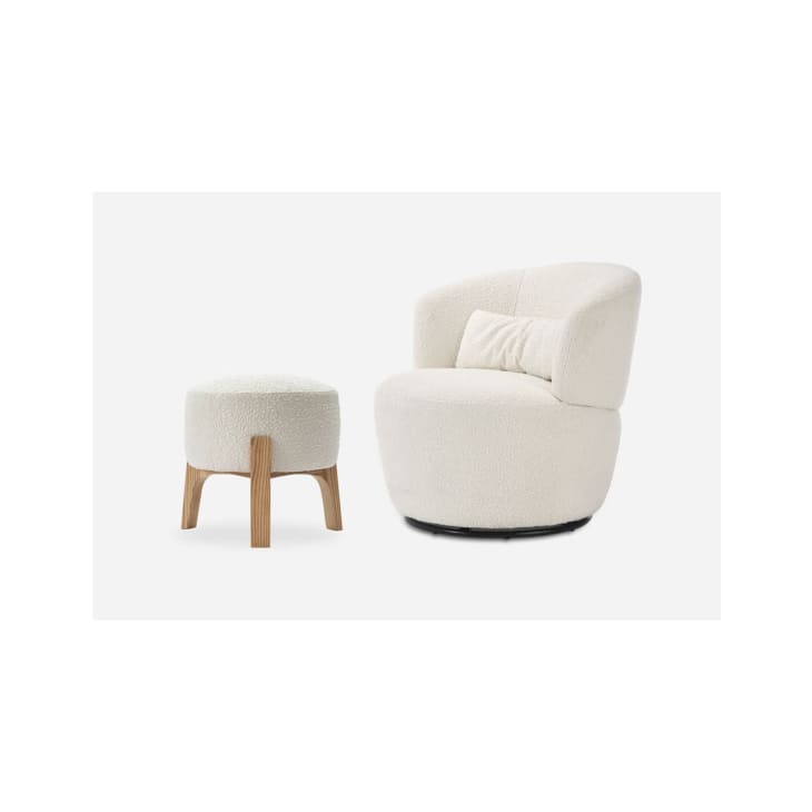 Castlery Amber Bouclé Swivel Chair & Kit Bouclé Stool Review ...