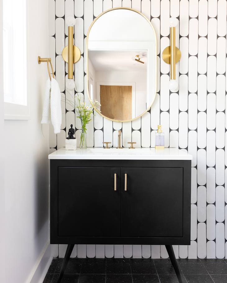 A Tiny & Sad Bath Transforms Into a Chic Laundry/Powder Room ...
