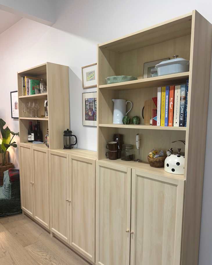 IKEA BILLY Bookcases Add Style & Storage to My Tiny Kitchen | Apartment ...