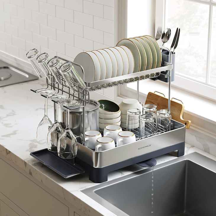 Songmics' Two-Tier Dish Rack Frees Up So Much Counter Space | The Kitchn